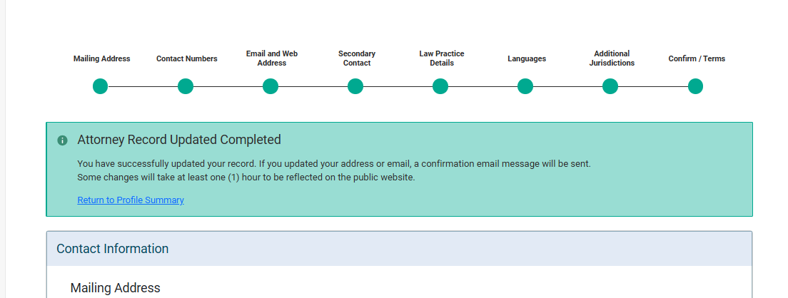 Confirm your attorney record information