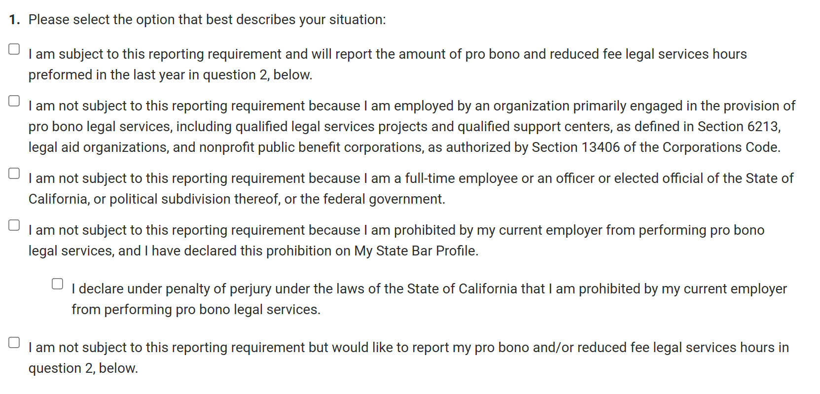 Report your pro bono and reduced fee legal services hours
