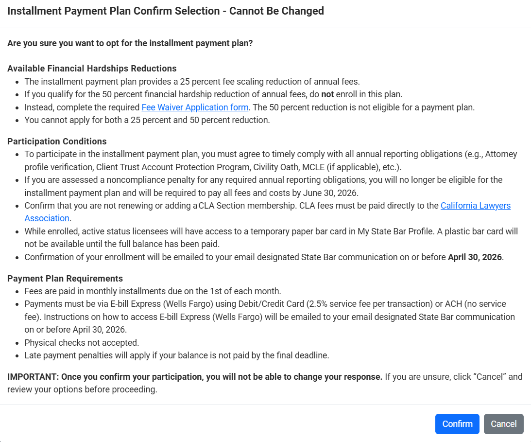 Complete annual fees payment