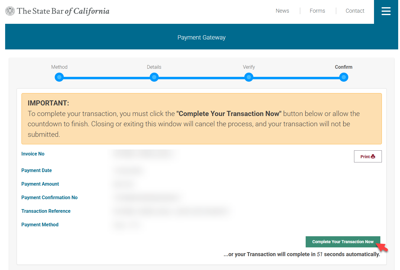 Complete annual fees payment
