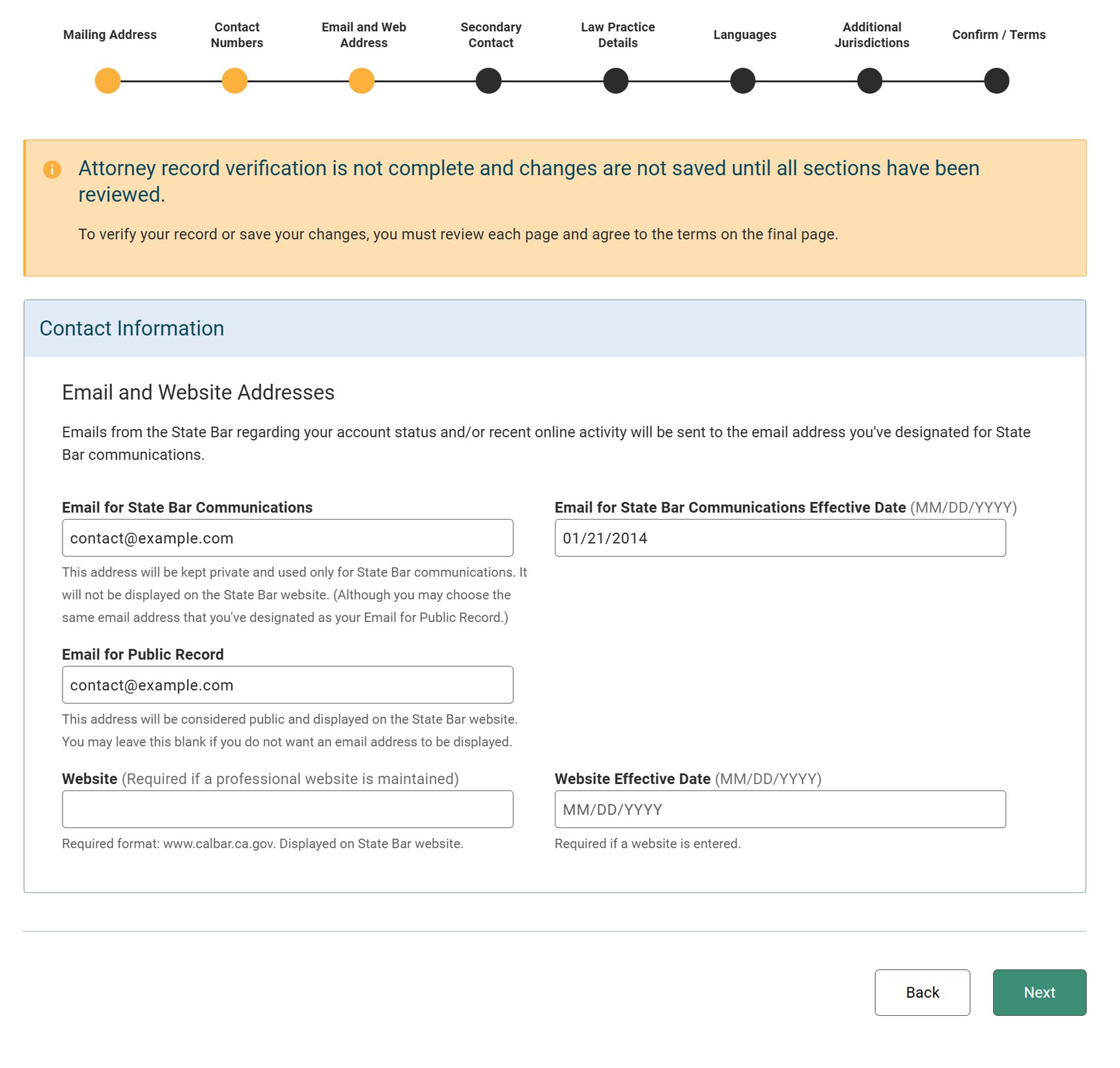 Complete your attorney record verification requirement