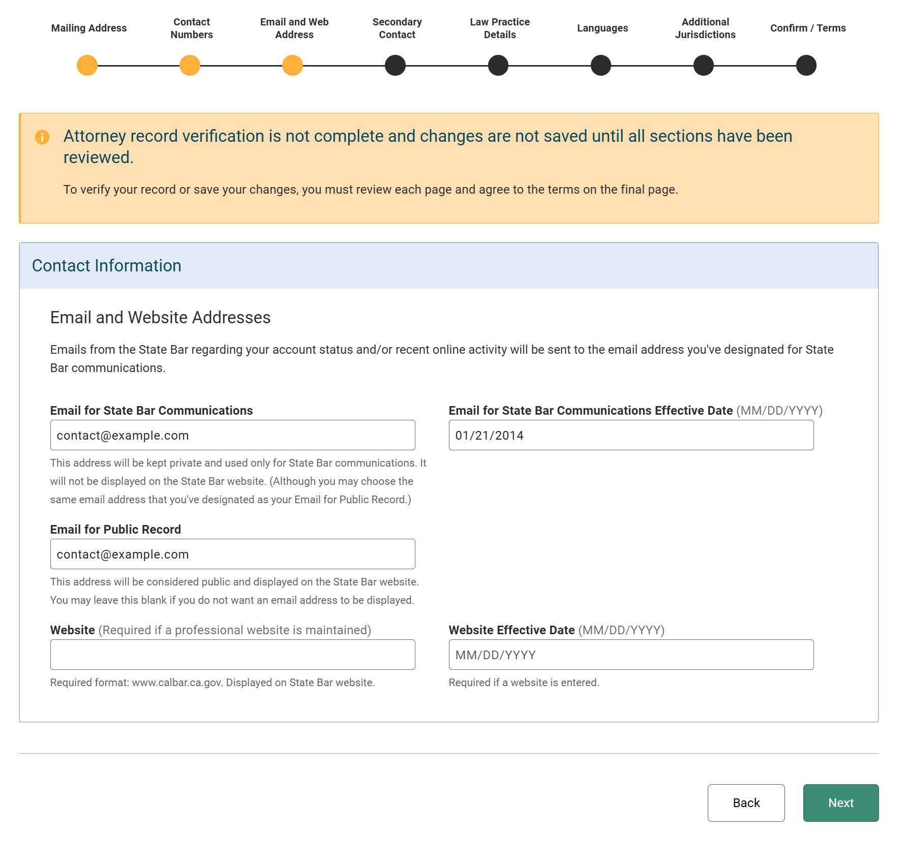 Complete your attorney record verification requirement
