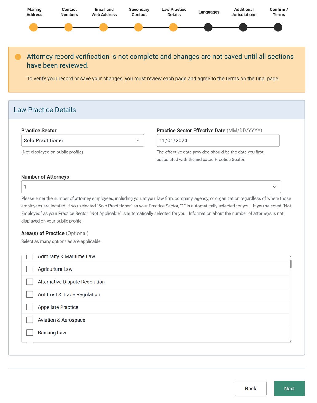 Complete your attorney record verification requirement