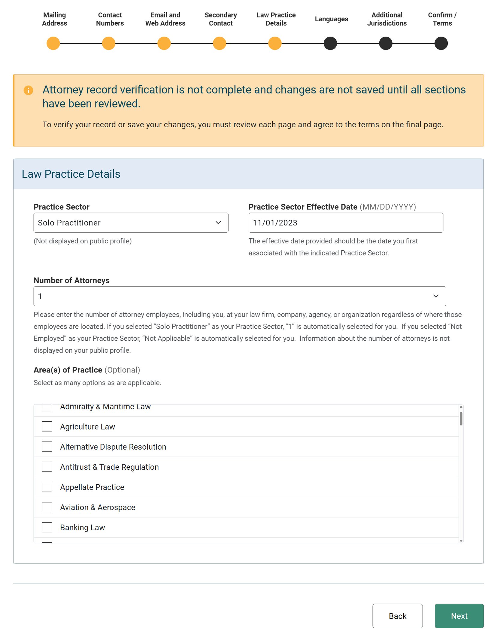 Complete your attorney record verification requirement
