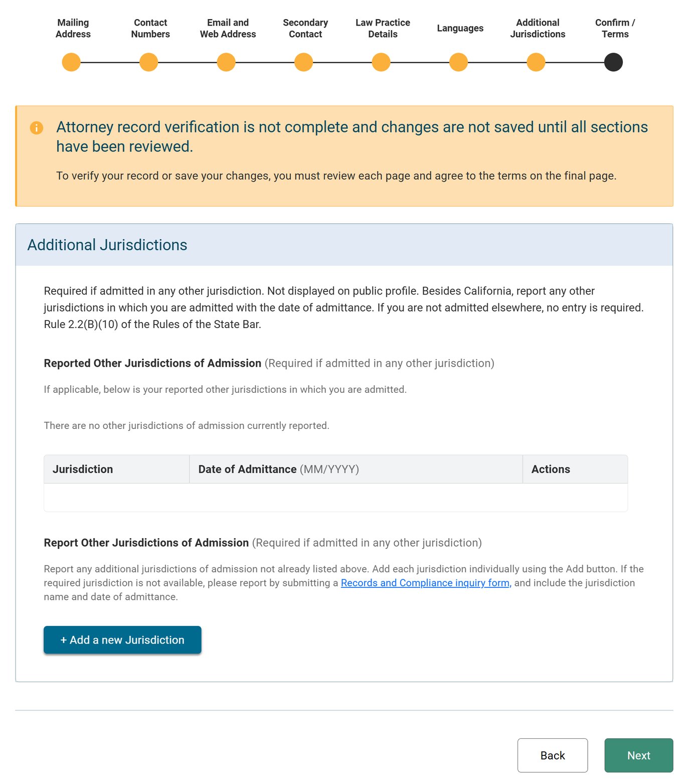 Complete your attorney record verification requirement