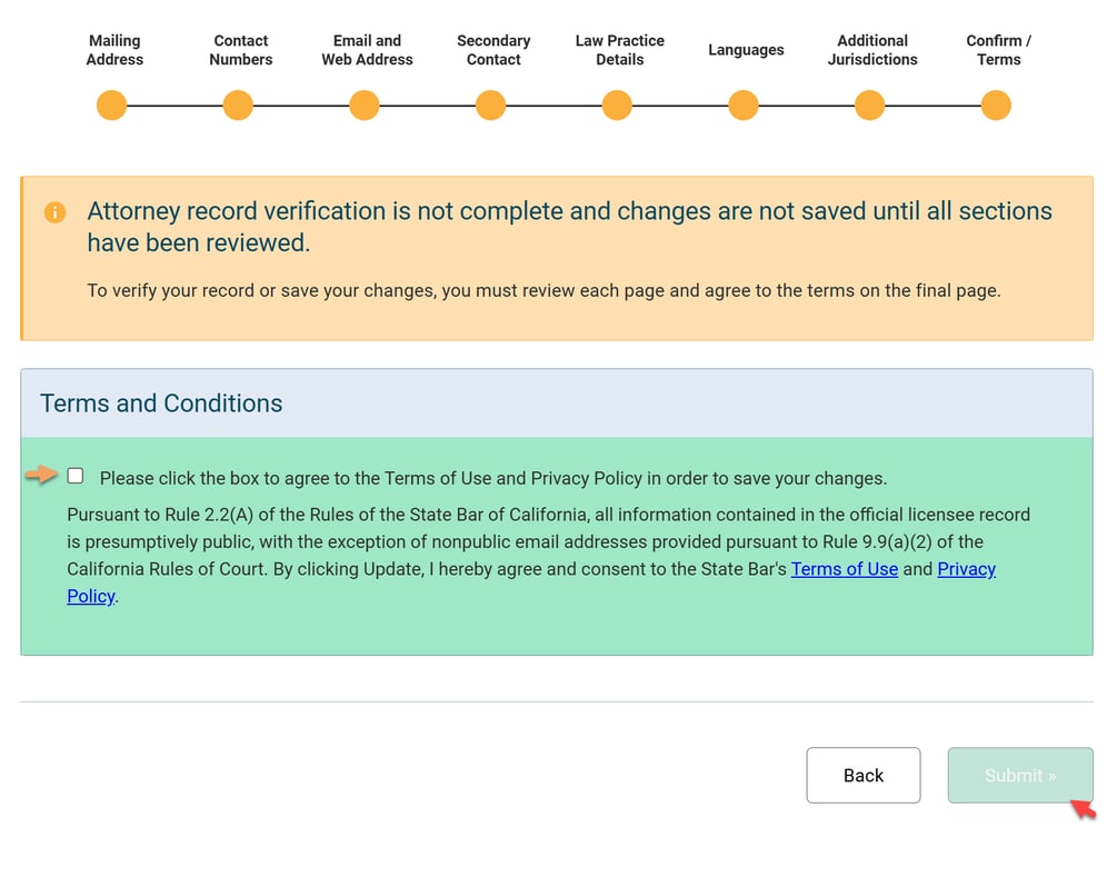 Complete your attorney record verification requirement