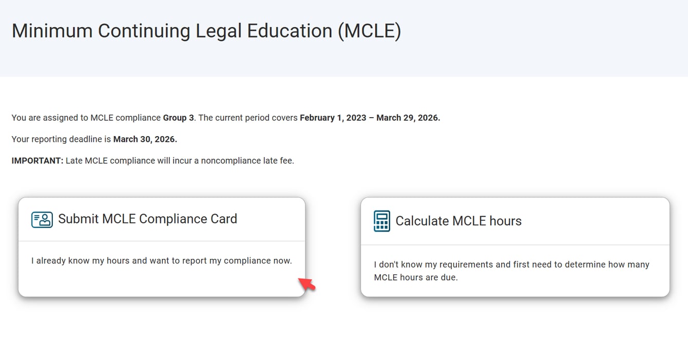 Report MCLE compliance