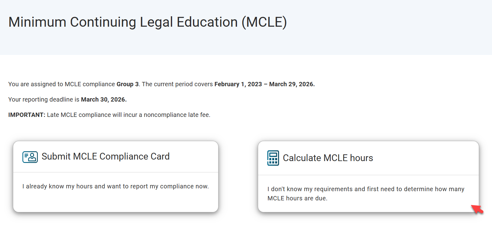 Report MCLE compliance