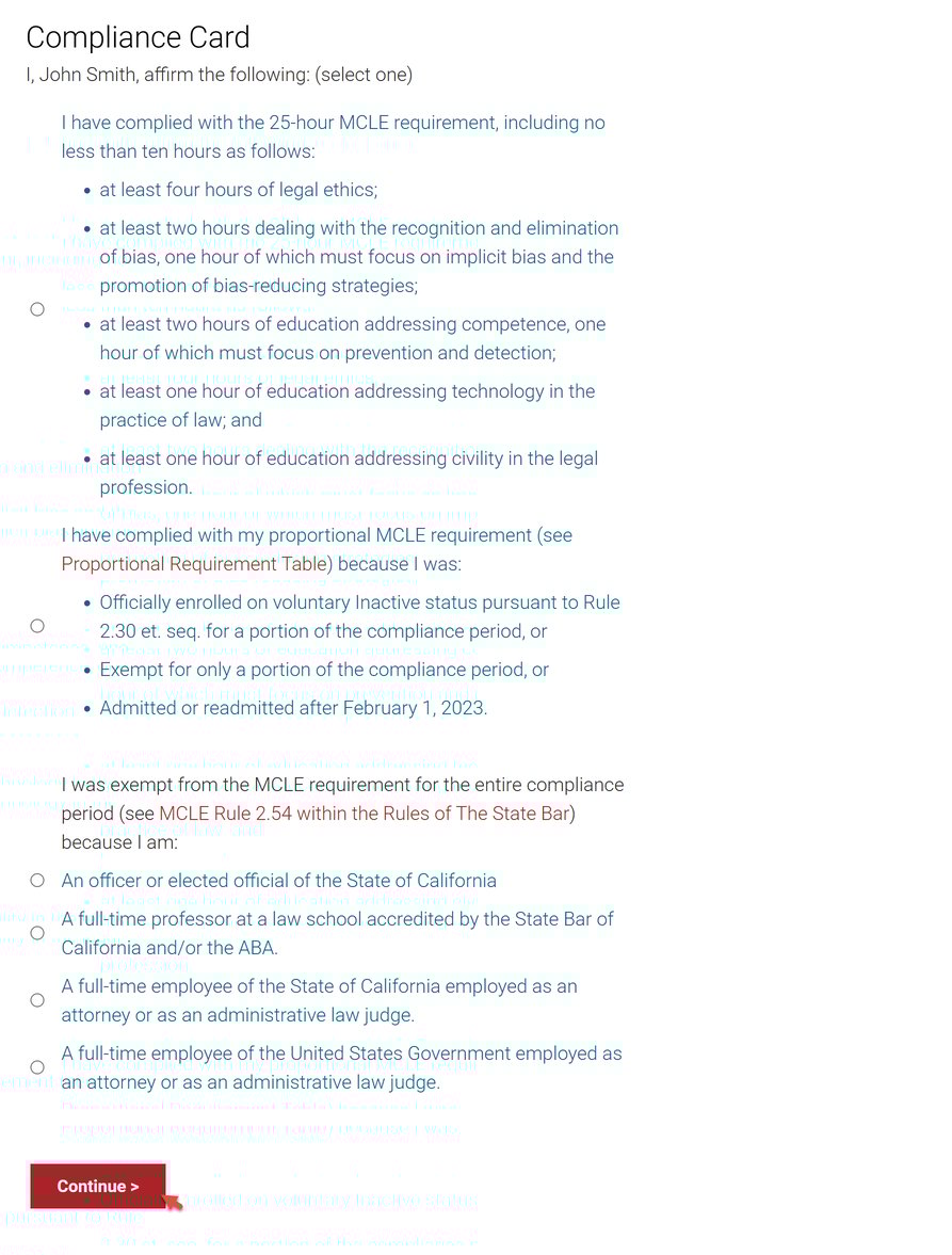 Report MCLE compliance