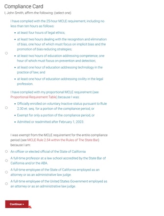 Report MCLE compliance