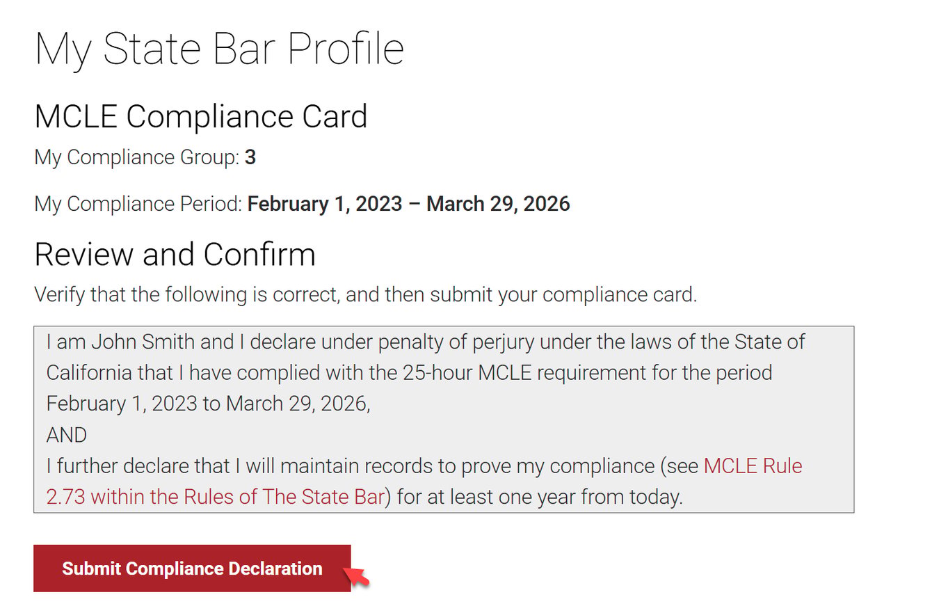 Report MCLE compliance