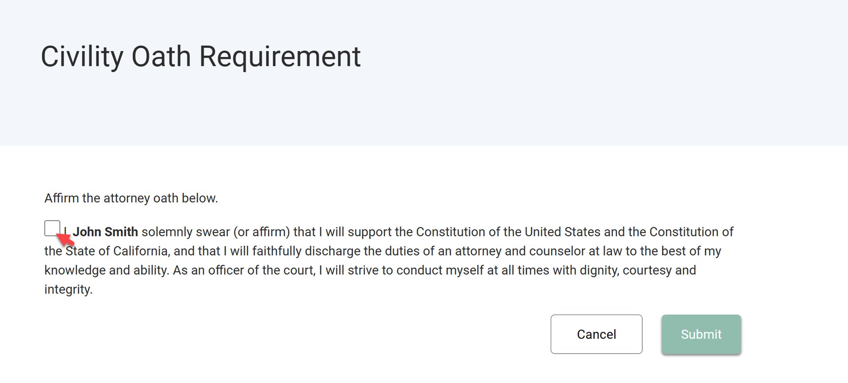 Submit your civility oath declaration