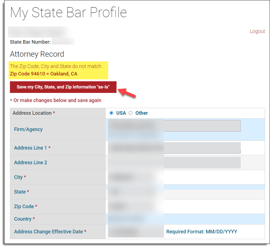 Confirm your attorney record information