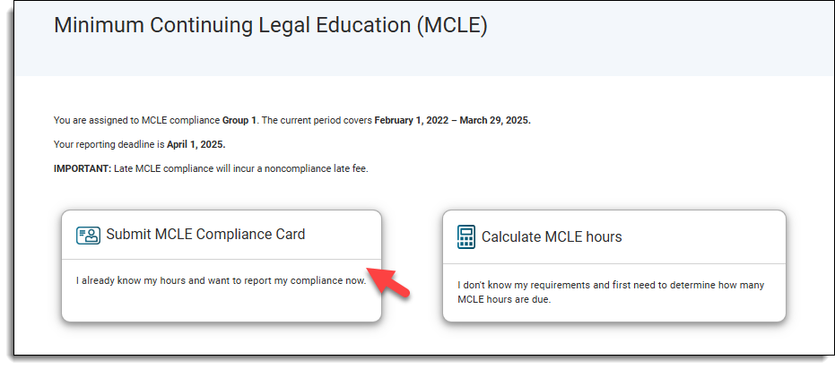 Report MCLE compliance