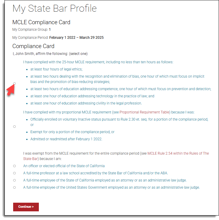 Report MCLE compliance