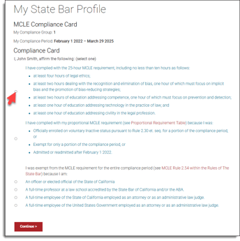 Report MCLE compliance