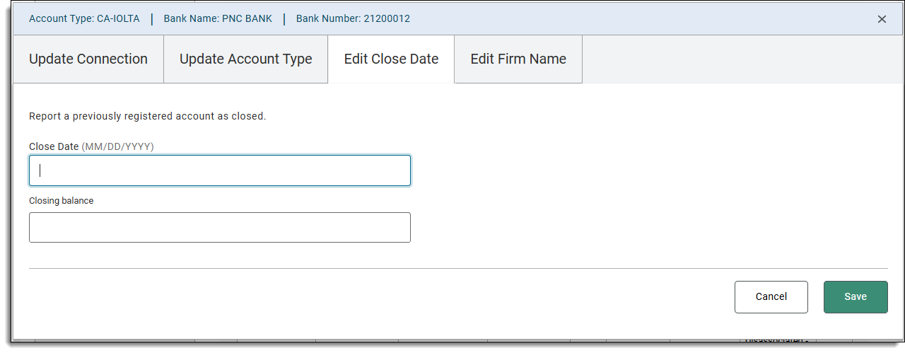Report client trust account updates