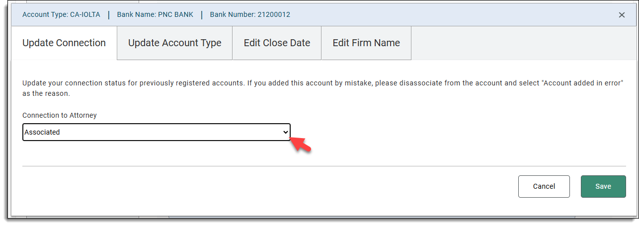 Report client trust account updates