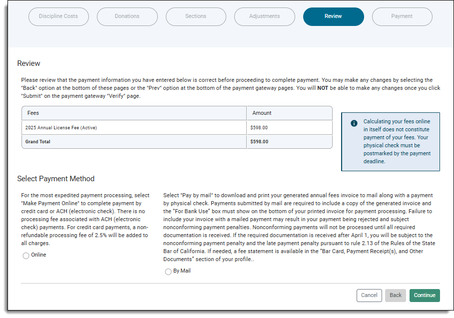 Pay your annual fees
