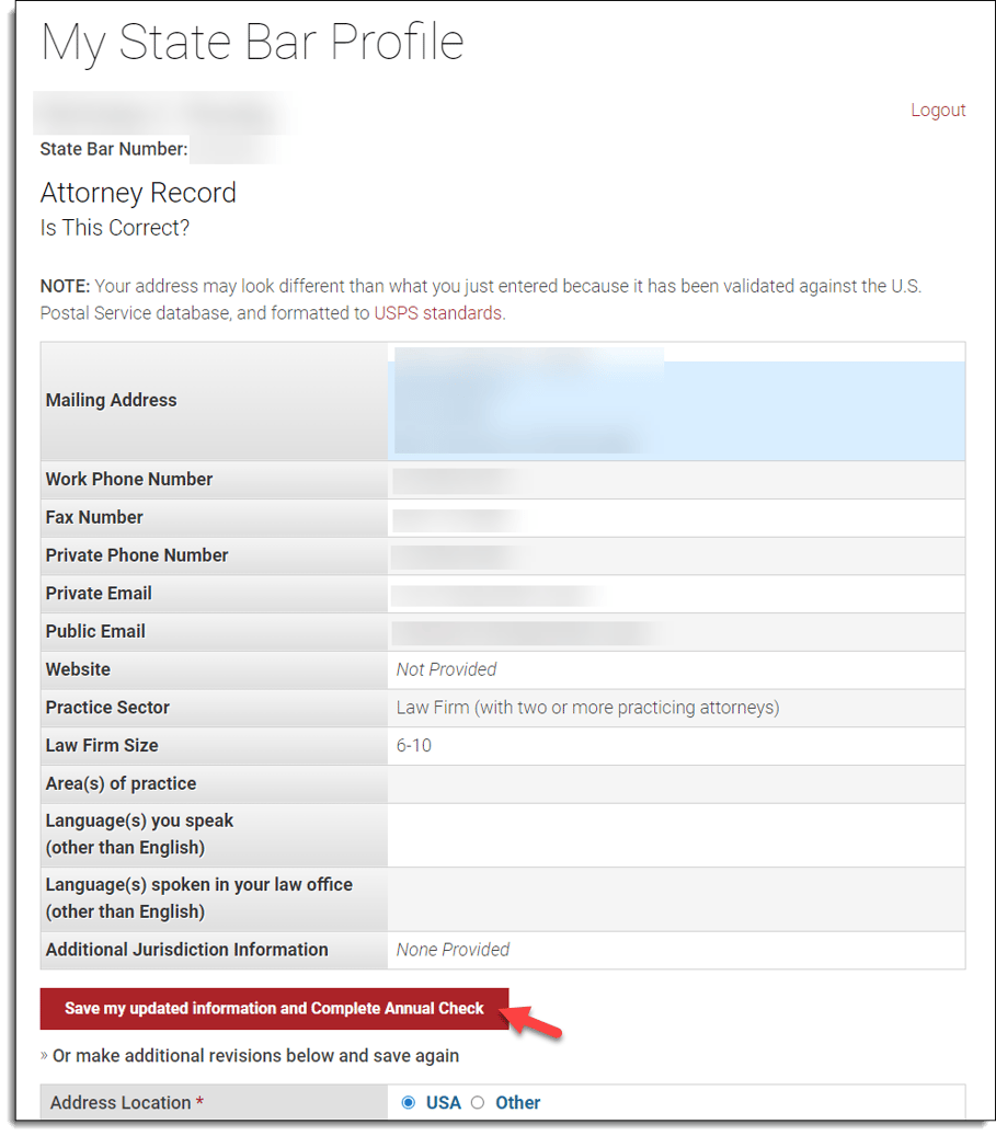 Confirm your attorney record information
