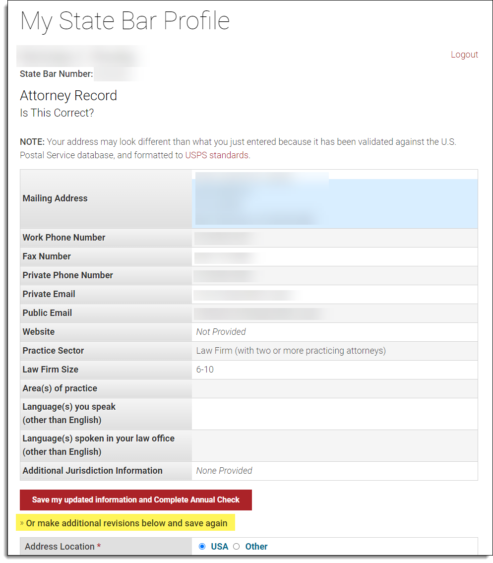 Confirm your attorney record information