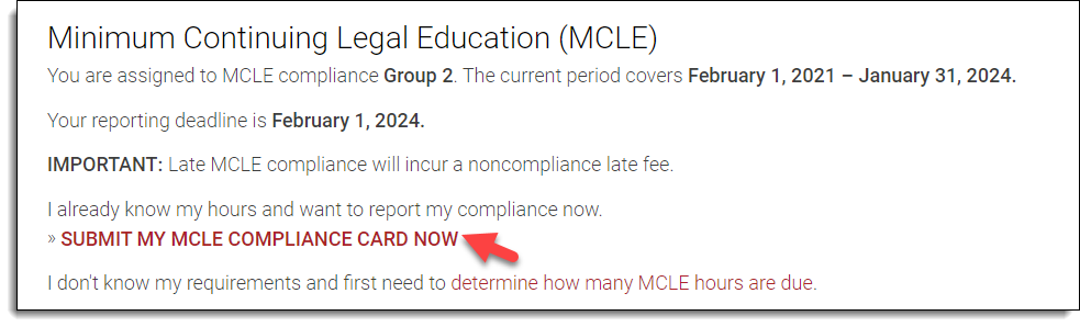 Report MCLE compliance