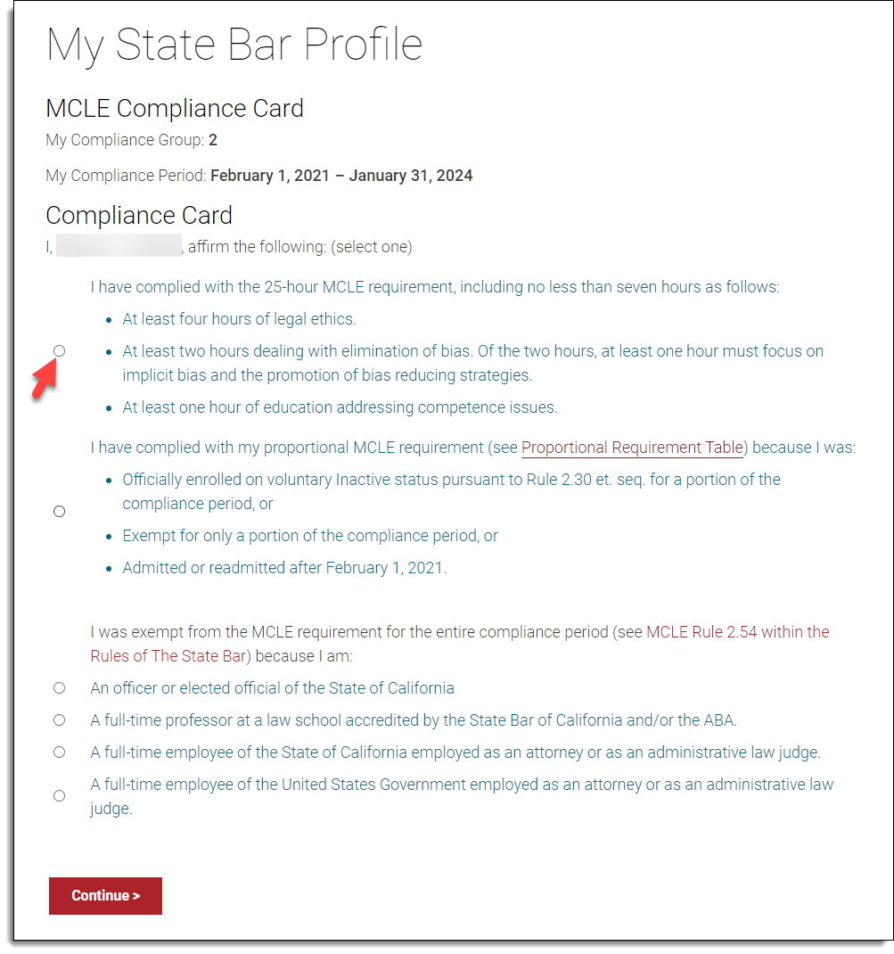 Report MCLE compliance