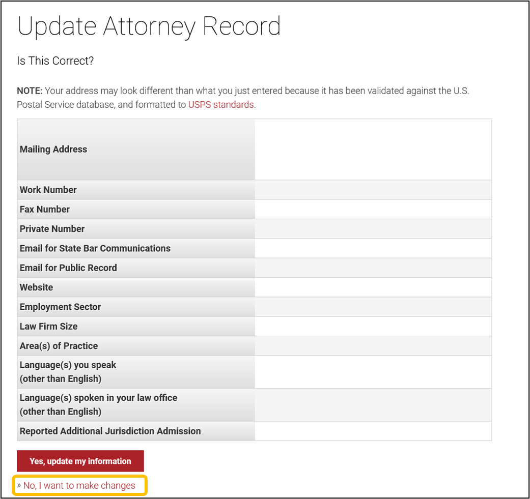 Update address or email on record