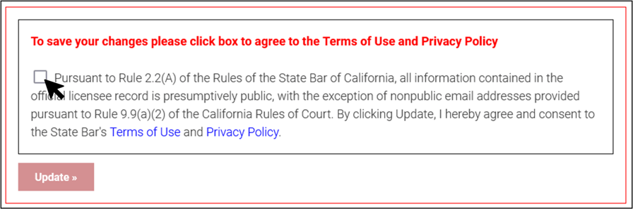Update address or email on record