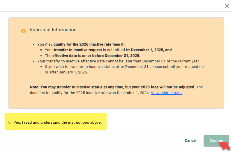 License status changes