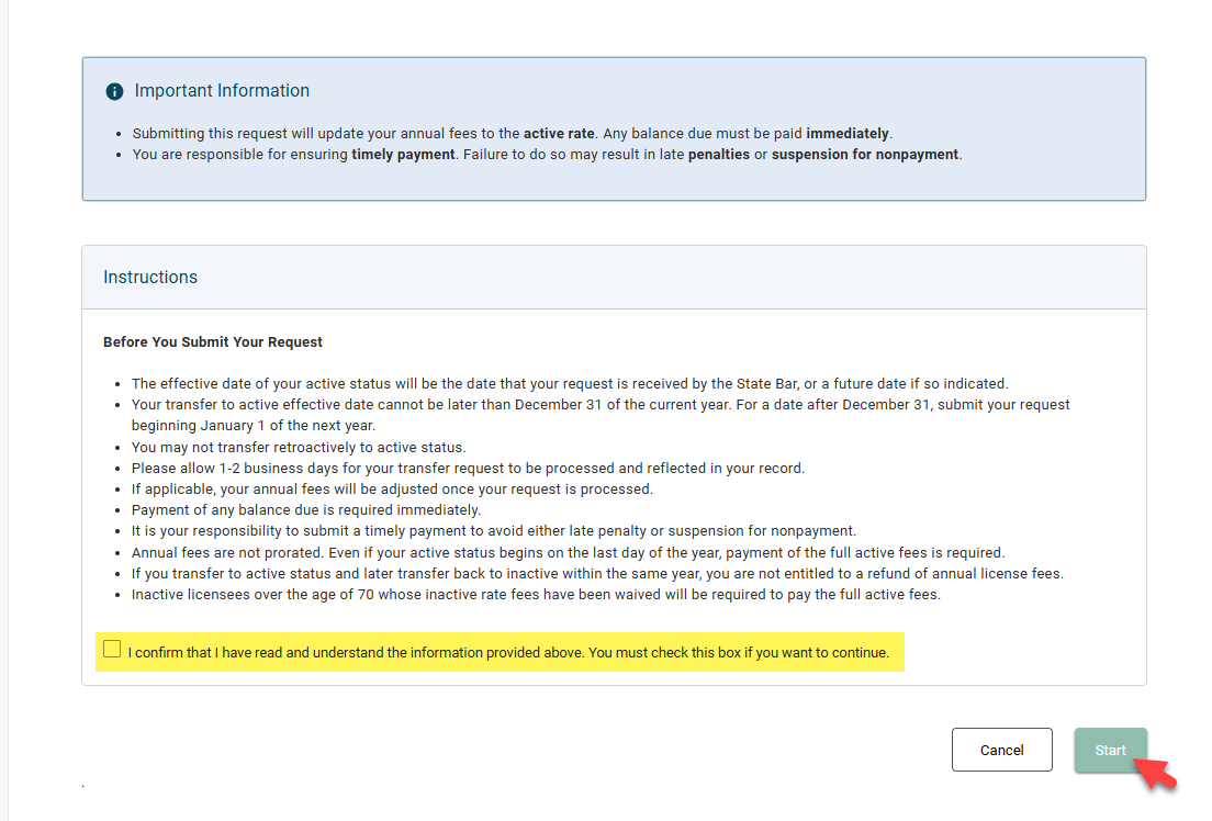 License status changes