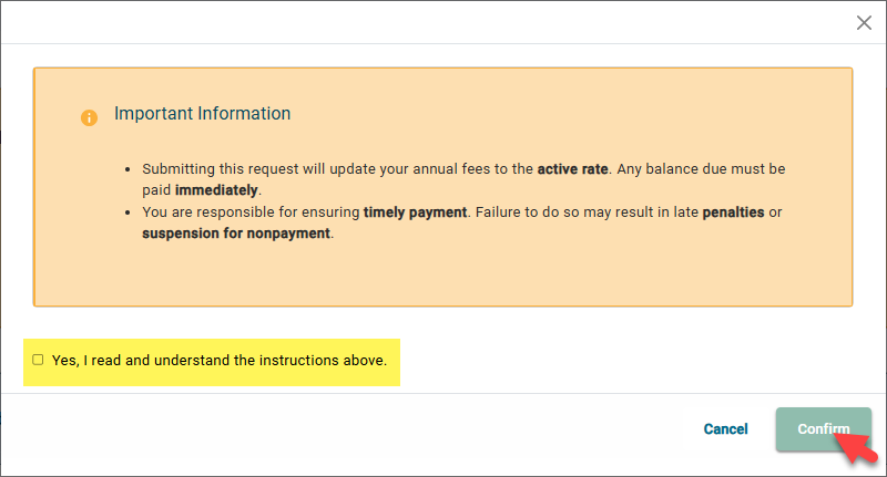 License status changes