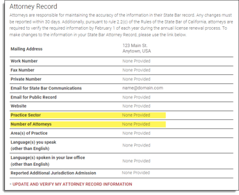 Confirm your attorney record information