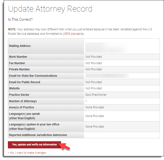 Update attorney record information
